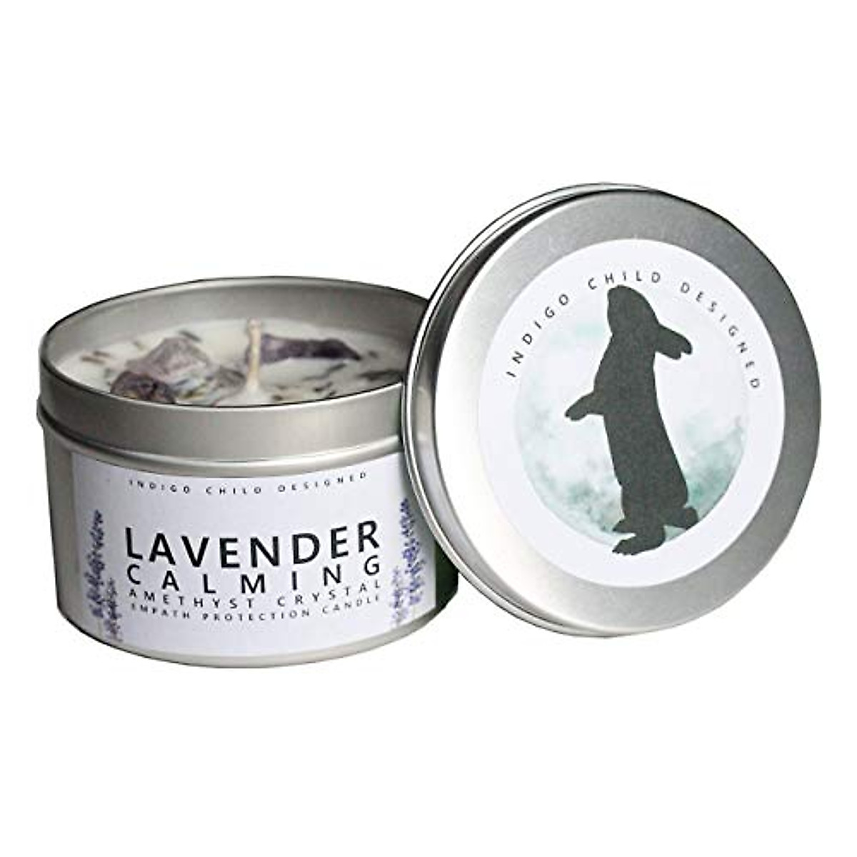 Empath Protection 8 Oz. Candle, Calming Lavender and Amethyst Crystals
