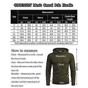 COOFANDY Men Fashion Hoodie Slim Fit Long Sleeve Polo Pullover Casaul Sweatshirt Army Green