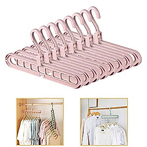 ESOUL TECHNOLOGY Magic Hangers Closet Space Saving Clothes Hanger Organizer Pack of 8 Plastic Suit Hangers 360 Degree Swivel 8pink