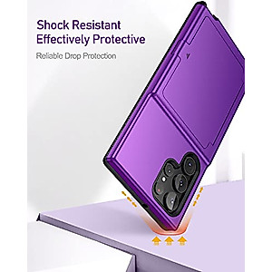 WeLoveCase Samsung Galaxy S22 Ultra Case Wallet Case with Credit Card Holder & Hidden Mirror, All-Round Protection Shockproof Phone Cover Designed for Samsung Galaxy S22 Ultra, 6.8 Inch Purple
