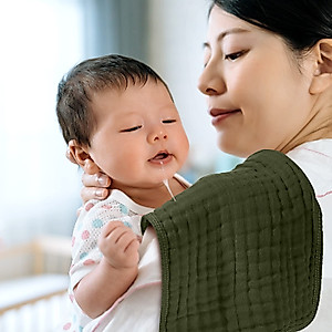 Tallew 8 Pack Baby Burp Cloth Muslin Sets Unisex Bibs Muslin Burp Cloth Cotton Burp Rags Absorbent Soft Burping Cloth (Light Color)