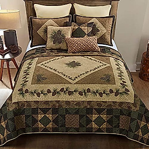 Donna Sharp Full/Queen Bedding Set - 3 Piece - Antique Pine Lodge Quilt Set with Full/Queen Quilt and Standard Pillow Shams - Machine Washable