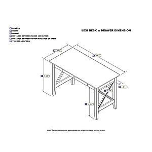 AFI Lexi Desk with Drawer, Brown, Multipurpose Desk