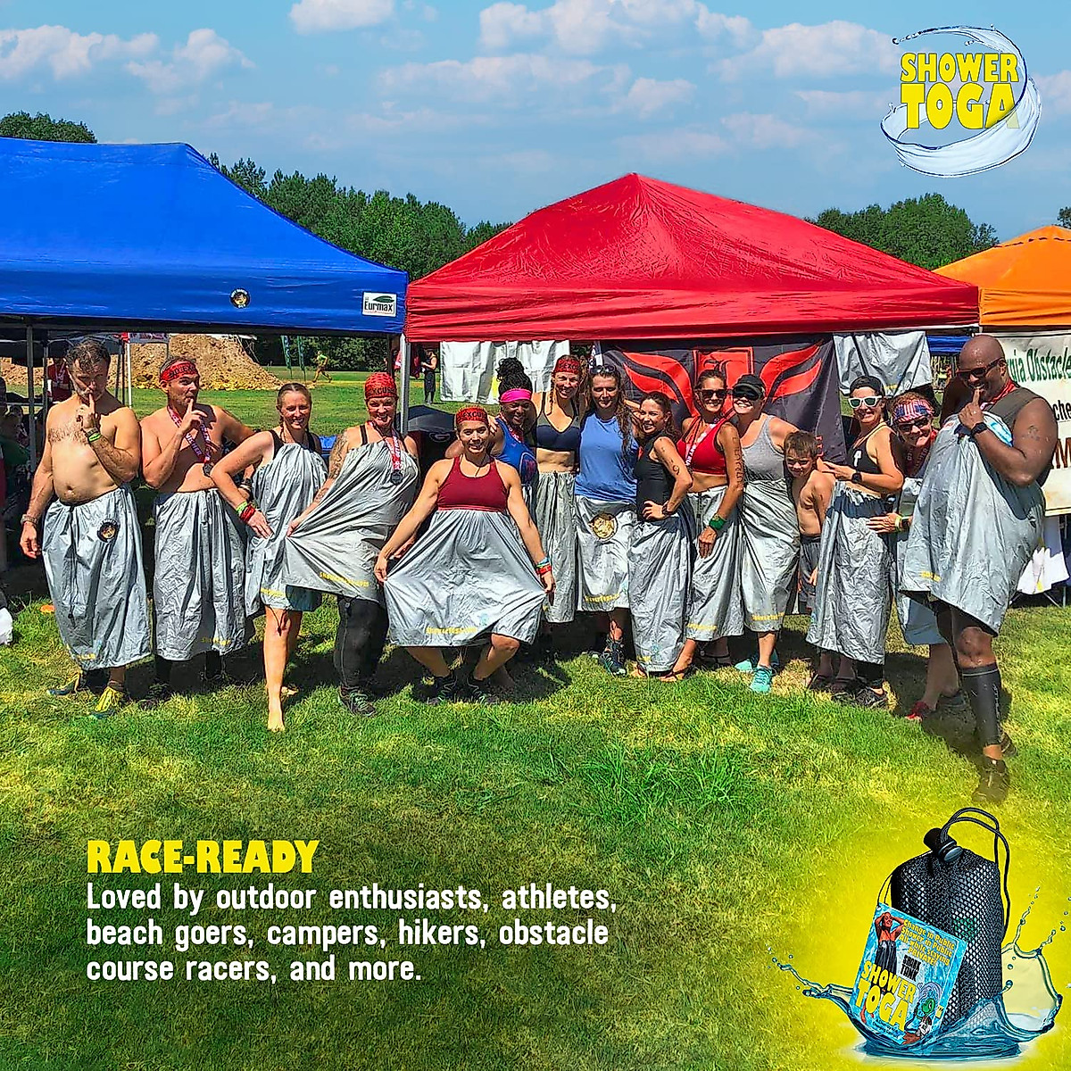 Shower Toga – Wearable Shower Garment, Privacy RV & Camping Shower, Surf Poncho, Shower Tent, or Portable Changing Room, Camping, Pool, & Outdoor Shower, Standard Size