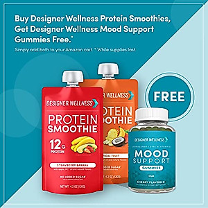 Designer Wellness Protein Smoothie, Real Fruit, 12g Protein, Low Carb, Zero Added Sugar, Gluten-Free, Non-GMO, No Artificial Colors or Flavors, Variety Pack, 12 Count
