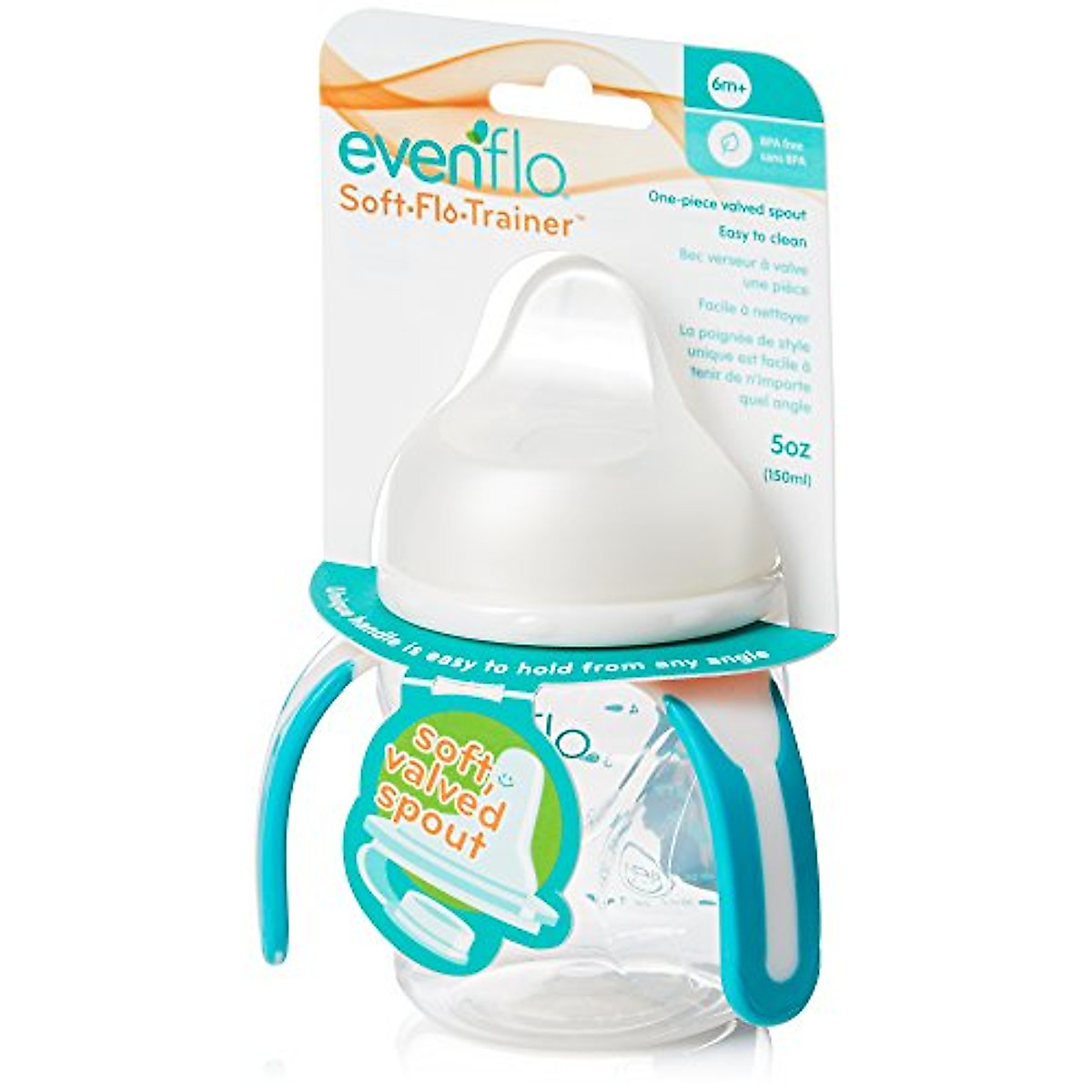 Evenflo Feeding Soft-flo Trainer Sippy Cup with Handle for Growing Baby and Toddler - Clear, 5 Ounce (Pack of 1)