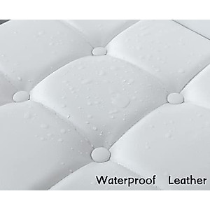 CIMOTA Modern White Dining Chairs Set of 6 Upholstered Tufted Leather Dining Room Chairs Kitchen Chairs Comfy Armless Side Chairs with Chrome Metal X Legs for Dining Room/Living Room, PU White/6PCS