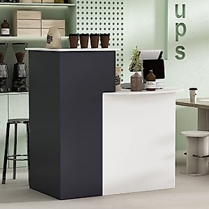 Overstock Kerrogee 47.7" W L-Shape Laminate Reception Desk Grey and White