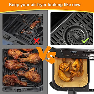 HONYAO Air Fryer Paper Liners for Ninja Airfryer, 8.1x5.5 inch Rectangle Disposable Parchment Papel for Foodi Dual Zone DZ201/DZ401/DZ550/DZ090/DZ100/SL401, Food Grade Accessories BPA free