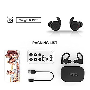Loluka Over Ear Wireless Earbuds with Earhooks Running Bluetooth Earbuds with Ear Hook Waterproof Small Earphones in Ear Headphones Noise Cancelling Headset Android Ear Buds for Workout Sport Gym