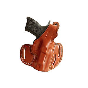 Premium Leather Three Slot Pancake OWB Holster with Thumb Break Fits, Eaa Witness Pavona Compact Semi Auto Pistol 9mm Luger 3.6" BBL, Right Hand Draw, Brown Color