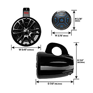 BOSS Audio Systems MG150T.4 Marine ATV UTV Waketower Speakers Gauge Receiver (Built-in 2 CH Amplifier) Package – IPX6 Weatherproof, Bluetooth Audio, No CD, USB, Aux-in, 4 Inch Speakers, 2 Way