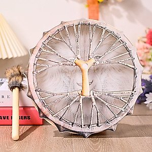 Shaman Drum Lion Ethereal Drum Design Handmade Shamanic Drum Siberian Spirit Music Drums Home Ornament with Drum Stick Hand Drum Set Shamanic Drum Siberian Shamanic Drum