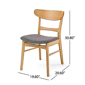 Christopher Knight Home Heather Mid-Century Modern Dining Chairs (Set of 4), Dark Gray, Natural Oak