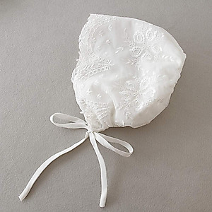 Silver Mermaid Baby Girls Christening Baptism Dress Special Occasions Lace Floral Embroidered Christening Gown(18M,Ivory White)