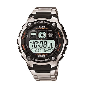 Casio Men's AE2000WD-1AV Silver-Tone Multi-Functional Digital Sport Watch