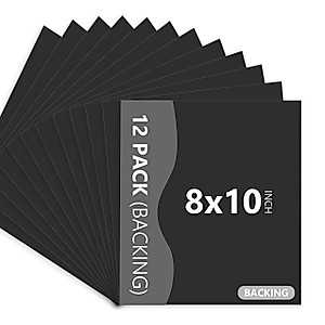 Somime 12 Pack Backing Boards Only - 8x10 Uncut Black Mats Matboards, Acid Free Backerboards, Ideal for Photos/Pictures/Prints/Frames/Arts