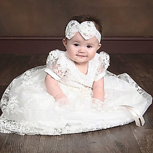 Christening Gown Baby Girl Lace Toddler Dedication Dress for Age 6 Months