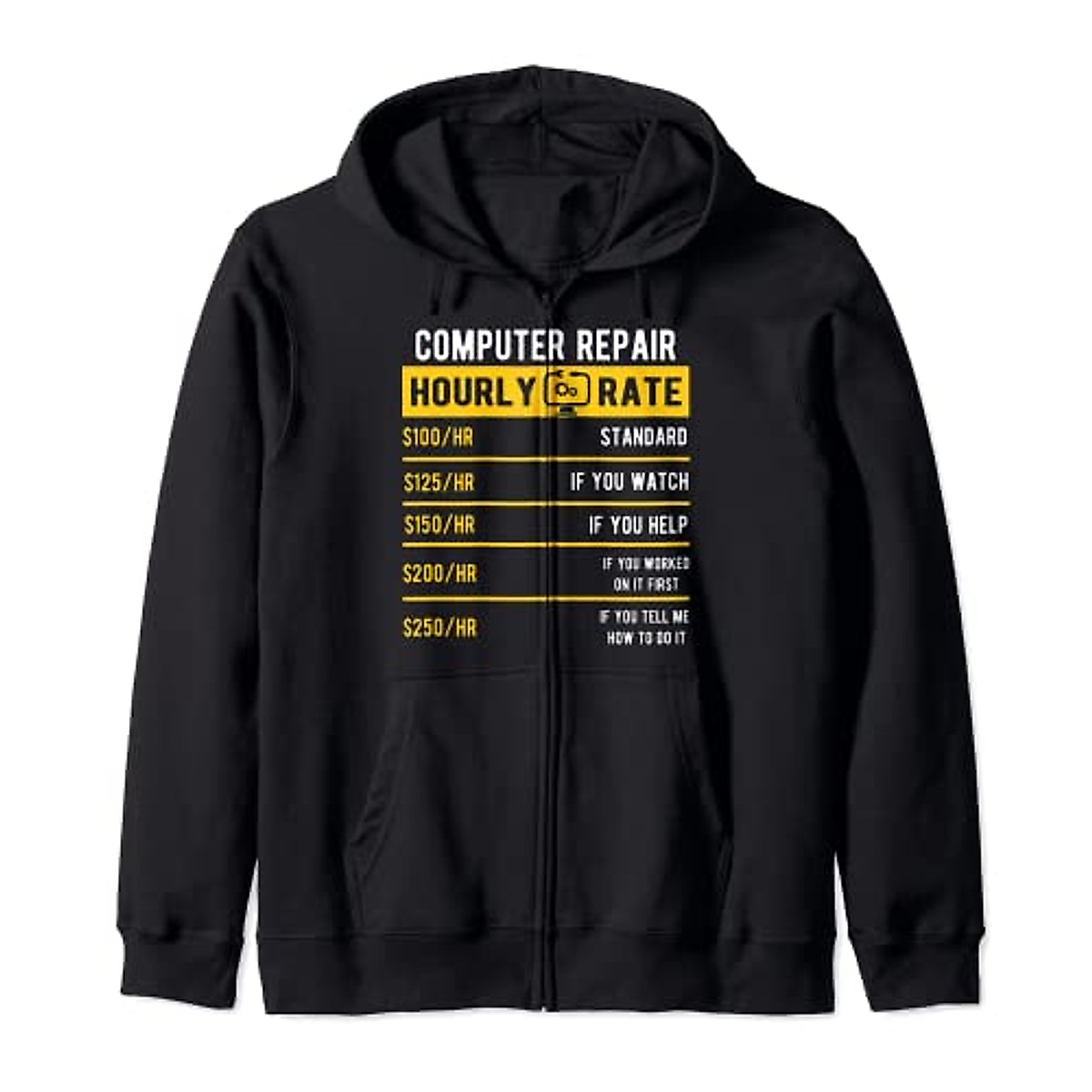 Computer Repair Hourly Rate, Computer Repair Geek Zip Hoodie