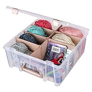 ArtBin Super Satchel Compartment Box - Stackable Durable Art Storage with 8 Removable Compartments, Smart Closure, and Portable Design for Craft Supplies, Threads, Ribbons, Paint Tubes