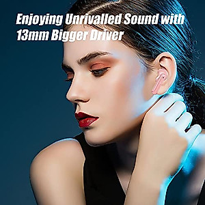 Wireless Earbuds Bluetooth in-Ear Headphones with 4 Microphones ENC Noise Cancelling Clear Calls Wireless Ear Buds 30H Playback IPX5 Waterproof Sports Stereo Earphones for iPhone Android (Rose Gold)