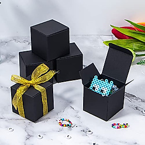 NIGNYA Black Gift Boxes 2x2x2 inches, 100 Pack Small Kraft Cardboard Gifts Boxes Paper Cube Favor Box Easy Assemble Paper Gift Box with lids for Presents Birthday Christmas Wedding Party