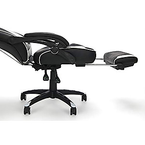 RESPAWN 110 Ergonomic Gaming Chair with Footrest Recliner - Racing Style High Back PC Computer Desk Office Chair - 360 Swivel, Adjustable Lumbar Support, Headrest Pillow, Padded Armrests - 2019 White