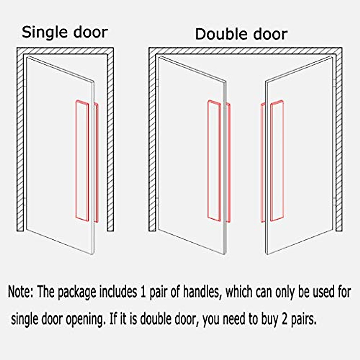 Klauer Barn Door Handle Stainless Steel Round Pipe Door Handle/Tempered Glass Door Push-Pull Handle/Sliding Barn Door Handle for Office, Hotel, Home - 3 Lengths (Size : 600×400mm) (Size : 600x400mm)