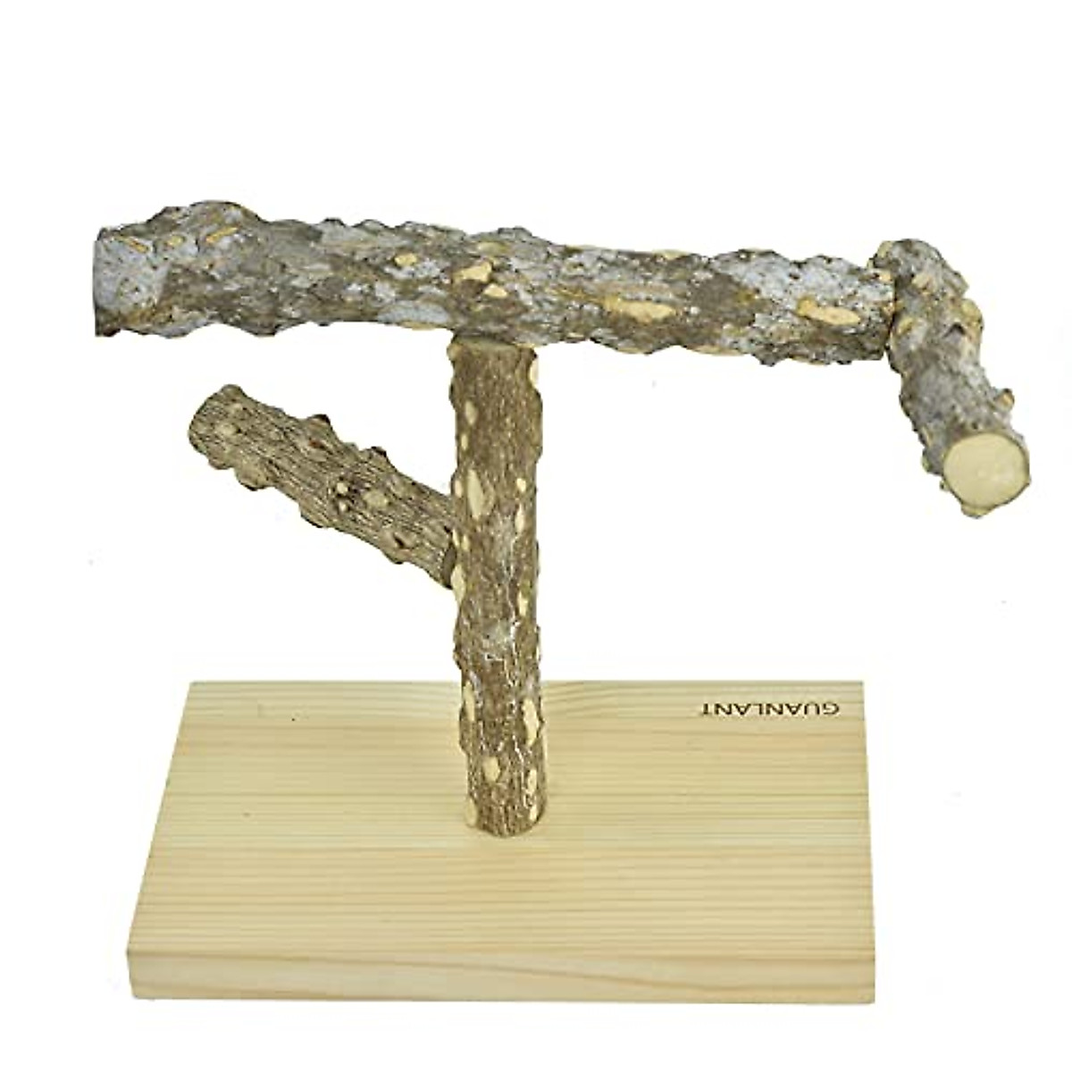 GUANLANT Wood Bird Table Perch Parrot Play Stand，Parakeet Perch Toy Multi Branch Cockatiel Perches Stand, Bird Cage Stand Play Station, Conure Playground for Finches Lovebirds Senegal Parrotlet