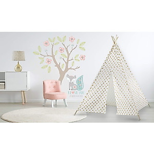 Levtex Baby Fiona Wall Decals - Flowering Tree Peel and Stick Large Decals - Taupe, Pink, Green, Aqua - I Love You A Bushel and A Peck