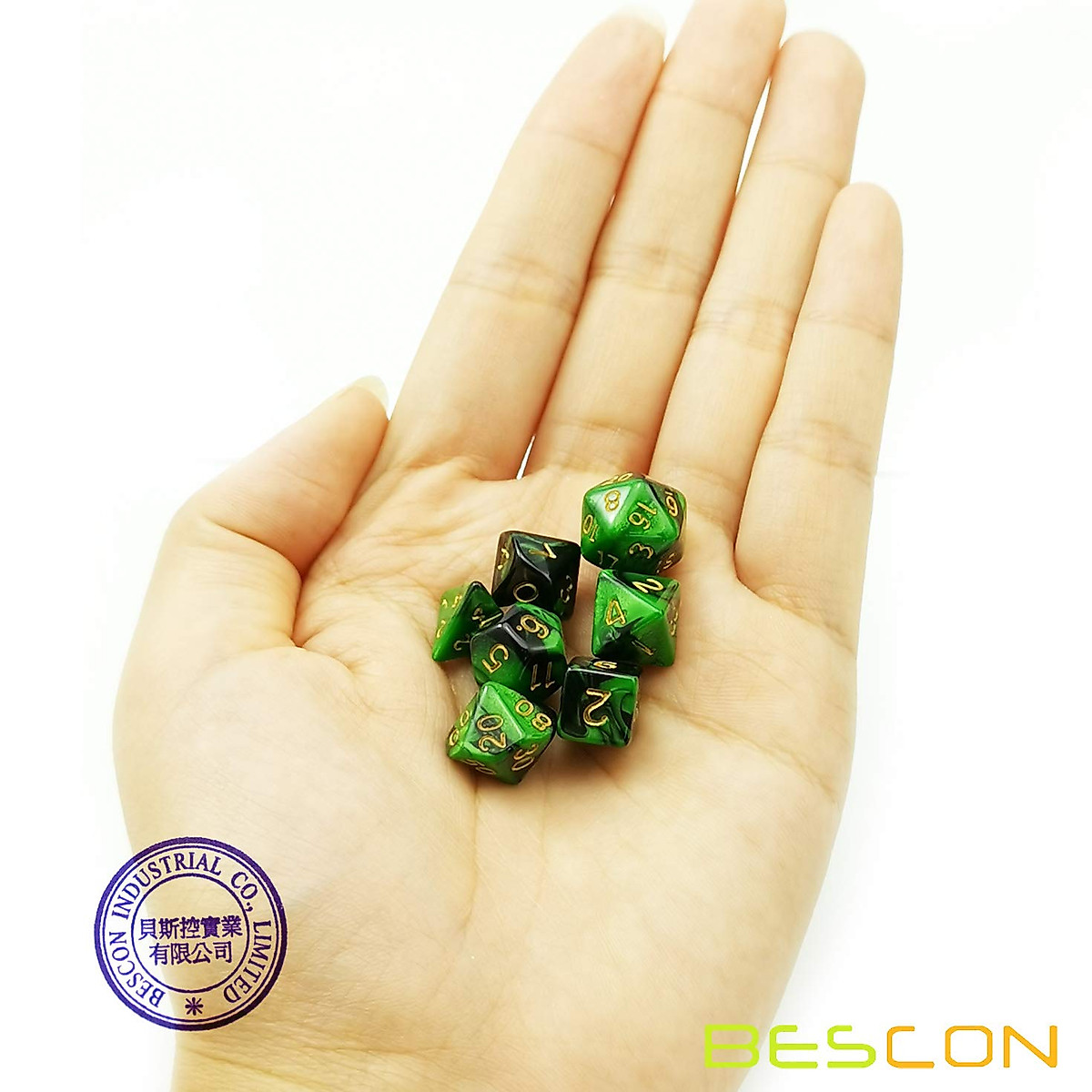Bescon Mini Two Tone Polyhedral RPG Dice Set 10MM, Small Dice Set D4-D20 in Tube, 6 New Assorted Colored of 42pcs