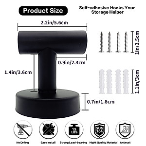 Towel Hooks Bathroom Hook Wall Towel Hooks, AICMEI Stainless Steel Heavy Duty Door Hanger Towel Robe Clothes Cabinet Closet Hook for Bathroom Kitchen Garage Home Hotel, 2 Pack(Black)