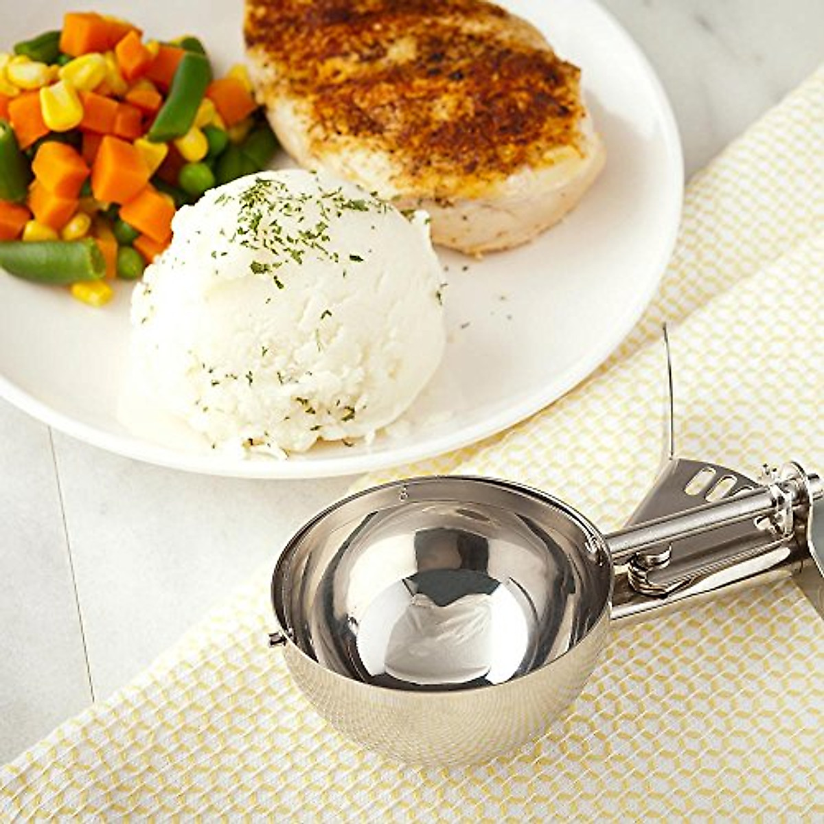 Restaurantware Met Lux 4 Ounce Portion Scoop, 1 Durable Cookie Scoop - #8, With Gray Handle, Stainless Steel Disher, For Portion Control, Scoop Cookie Dough, Cupcake Batter, or Ice Cream