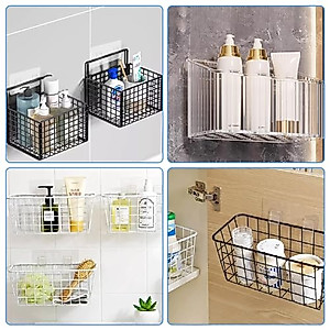 Shower Caddy Bathroom Organizers 6 Pcs Bathtub Shampoo Holder Self-Adhesive Spice Storage Shelves Inside Rack Replacement Corner Heads Hooks Wall Strips Baskets Suction Cup Hook Integrated Mounted