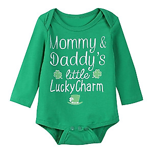 bakjuno Baby Boys Girls Cute ST Patrick's Day Outfit Clover Pants with Hat(0-3 Months) Green