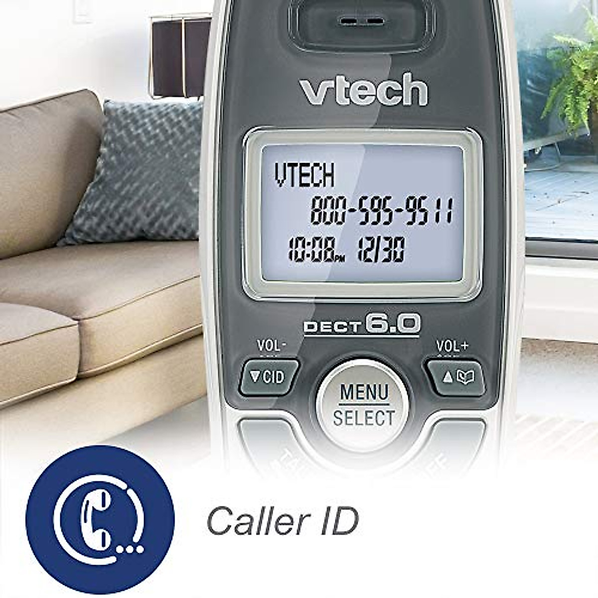 VTech CS6124 DECT 6.0 Cordless 2K DCI 1080p Phone with Answering System and Caller ID/Call Waiting, White with 1 Handset