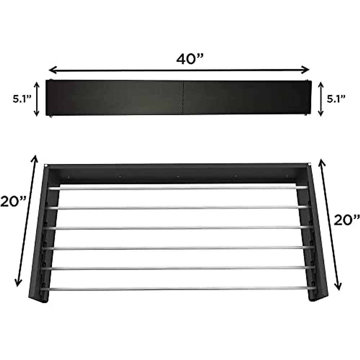 NEBU Clothes Laundry Drying Rack 40”- an Elegant Wall-Mounted Hanger, Folding Stainless Steel Collapsible, Space Saver with 20 Linear feet, Drying Capacity 40lbs