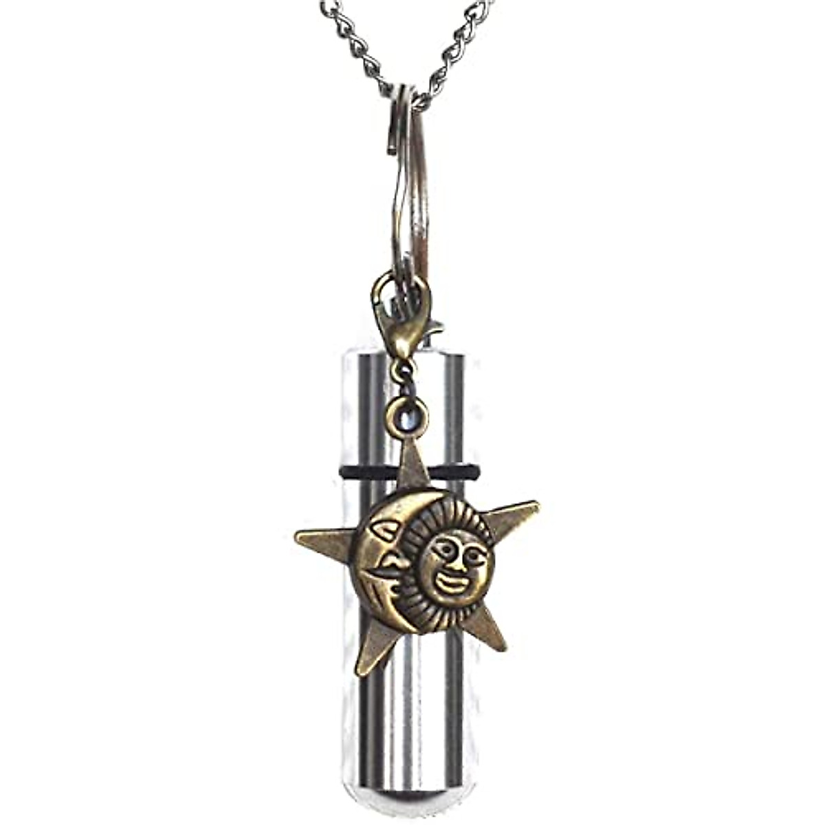 Sun Moon and Star Cremation Locket, Perfume Vial, Ashes Locket, Sun Moon and Star Cremation Locket, Silver Ashes Locket, Memorial Locket, Silver Memorial Locket