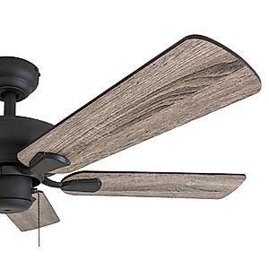 Prominence Home Russwood, 42 Inch Farmhouse Ceiling Fan with No Light, Pull Chain, Three Mounting Options, 5 Dual Finish Blades, Reversible Motor - 50587-01 (Bronze)