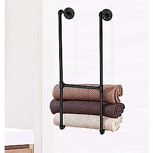 Bathroom Towel Rack, Wall Mounted Industrial Pipe Organizer Holder, Bath Hand Towel Washclothese Storage Holder, RV Camper Organizer Shelf