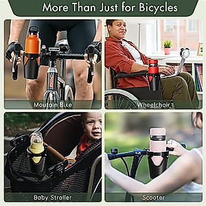 Titanker Bike Cup Holder, Upgraded Bike Water Bottle Holder with Aluminum Alloy Fasteners for Secure Grip, Adjustable 16oz to 32oz Bike Drink Holder for Road MTB Bikes, Scooter, Treadmill, Black