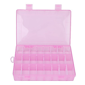 Nail Art Storage Box, 24 Grid Pink Empty Nail Boxes Nail Tips Nail Art Storage Box Plastic Rhinestones Bead Decoration Organizer Case DIY Handmade Gifts Nail Art Supplies Nail Art Container For Beads