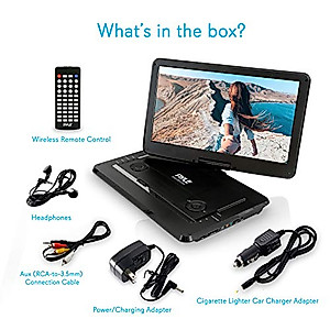 Pyle 17.9” Portable DVD Player, With 15" Swivel Adjustable Display Screen, USB/SD Card Memory Readers, Long Lasting Built-in Rechargeable Battery, Stereo Sound with Remote. (PDV156BK), Black