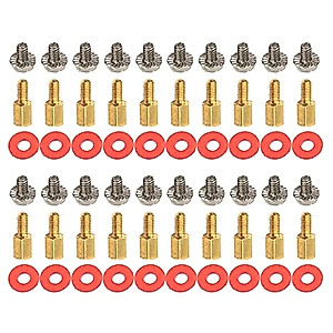 Connectors (20x Screw+20x Motherboard Riser +20x Washer) 6.5mm 6-32-M3 Computer Golden Motherboard Riser+Screws + Red Washers 34YD - (Color: 2)