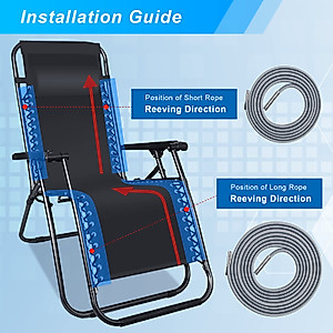 Universal Zero Gravity Chair Repair Cord Kit, 4 Pack Replacement Elastic Cords Repair Tool Kit for Repairing Zero Gravity Chair, Recliners (Silver)