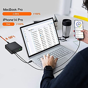 USB C Charger, 185W 7-Port USB C Charging Station with 5 USB-C Ports +2 USB-A Ports, USB C Wall Fast Charger for MacBook Pro/Air,iPhone 14/13/Mini/Pro/13Pro Max/12 Samsung Galaxy and More
