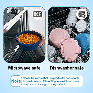 GISHO Collapsible Bowl, Collapsible Silicone Bowl With Lids, Ideal for Camping & Hiking, Picnic, RV, Travel, Dishwasher & Microwave Safe 36oz (Lemonade Pink)