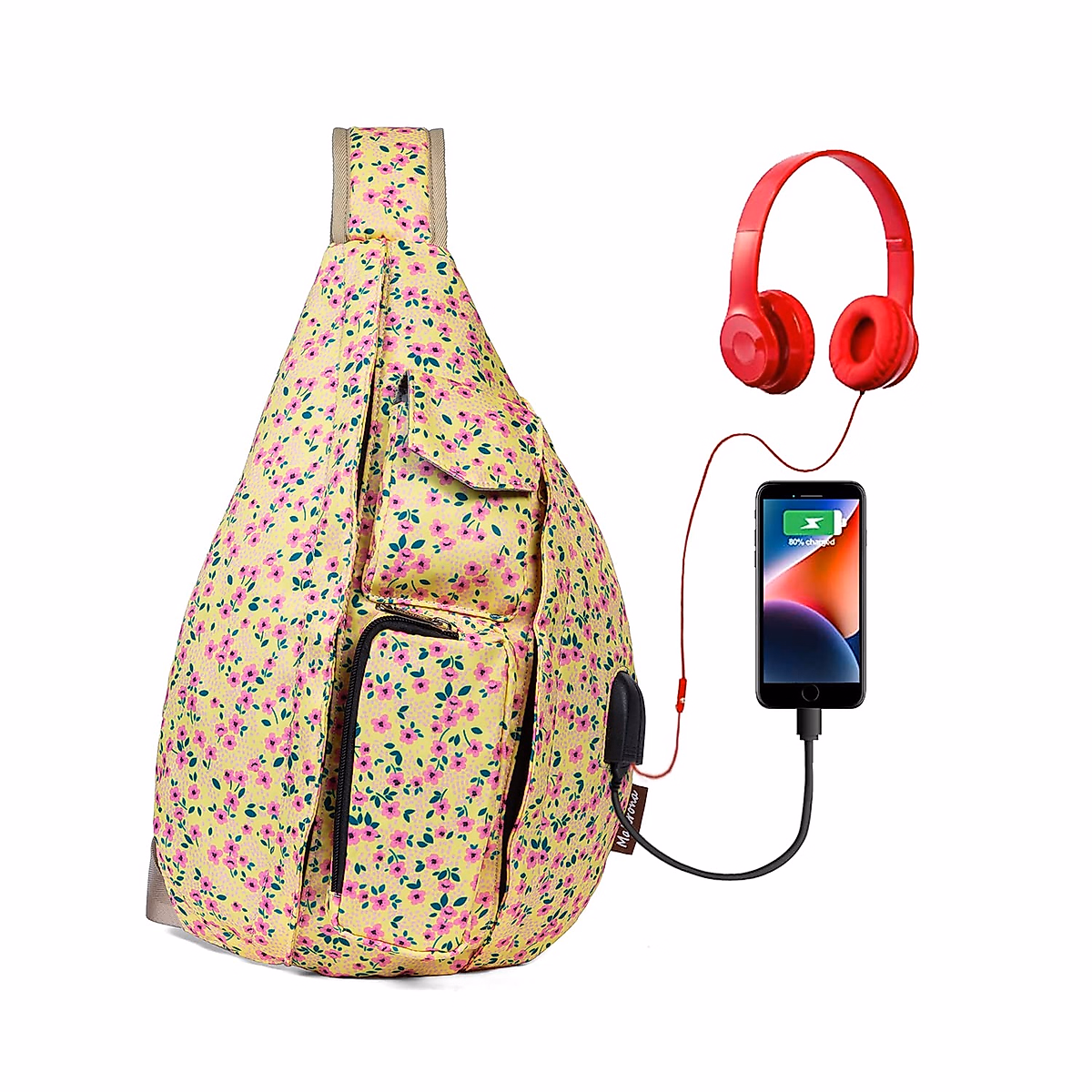 Malirona Sling Bag for Women Sling Backpack Hiking Daypack Multipurpose Crossbody Chest Bag (Yellow)