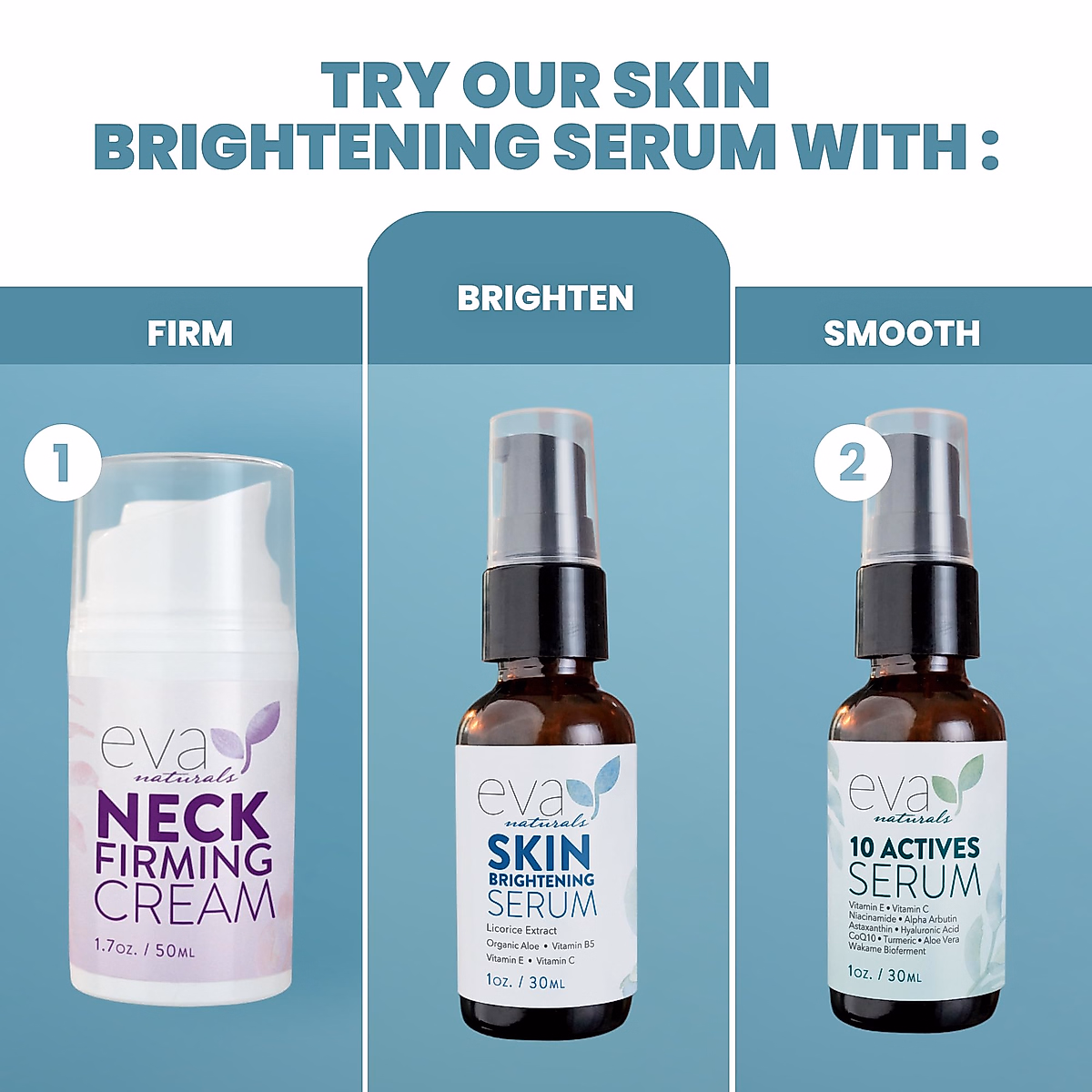 Licorice Extract Skin Brightening Serum by Eva Naturals - Face Serum for an Even Complexion - With Peptides, CoQ10 and Vitamin E