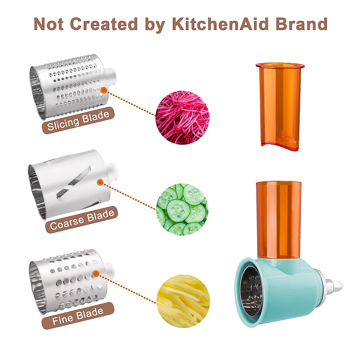 Slicer Shredder Attachment for Kitchen Aid Stand Mixer, Food Slicer for Kitchen Aid Mixer, Vegetable Slicer Attachment for Kitchenaid, Salad Maker with 3 Blades(Light Green)